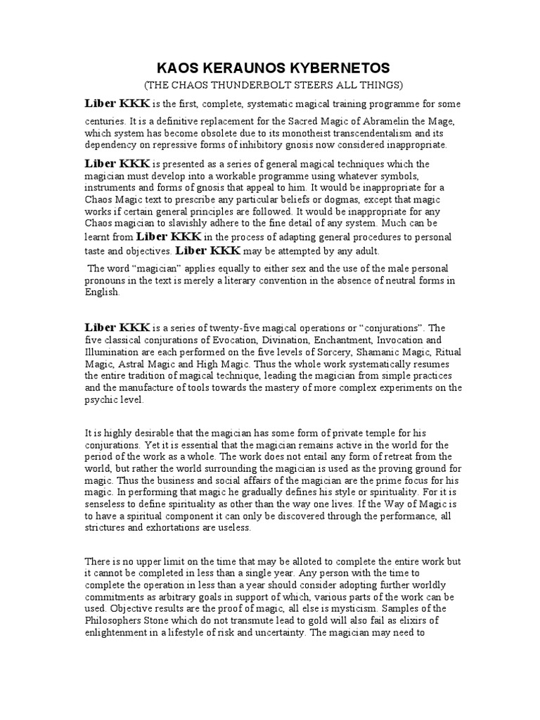 Liber KKK: A Guide to Chaos Magic | PDF | Divination | Ceremonial Magic