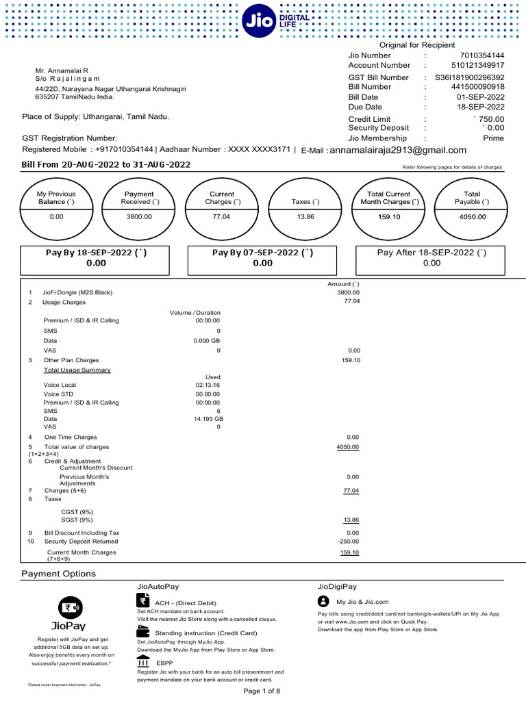 Jio Bill | PDF | Payments | Credit Card