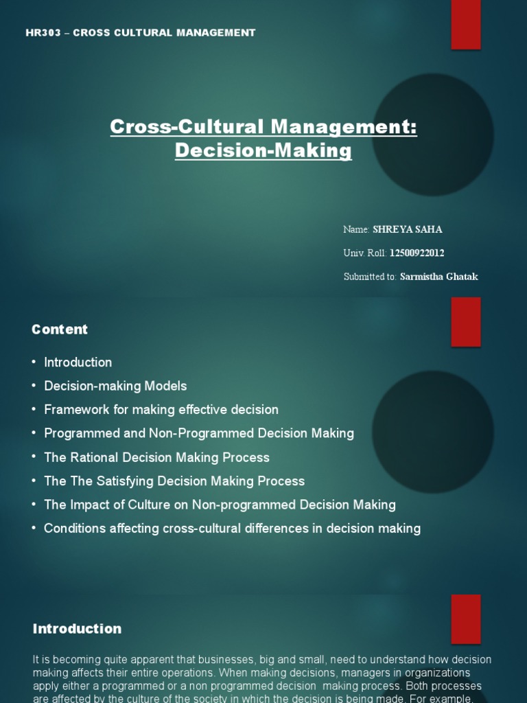 Cross-Cultural Decision Making Guide | PDF