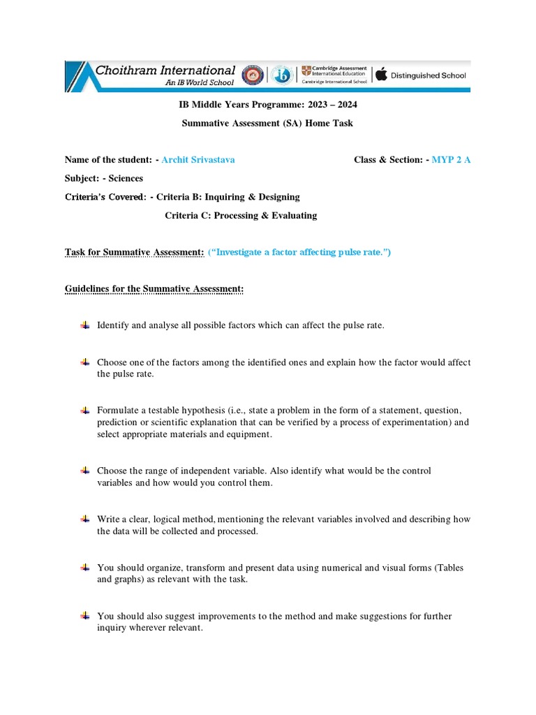 Science Unit 1 SA (Home Task) MYP 2 A | PDF | Computers
