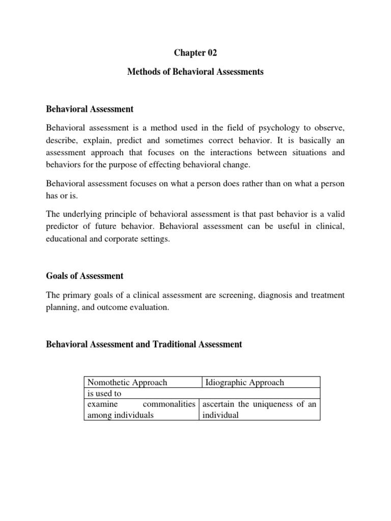 Chapter 2 Methods of Behavioural Assessmetns | PDF