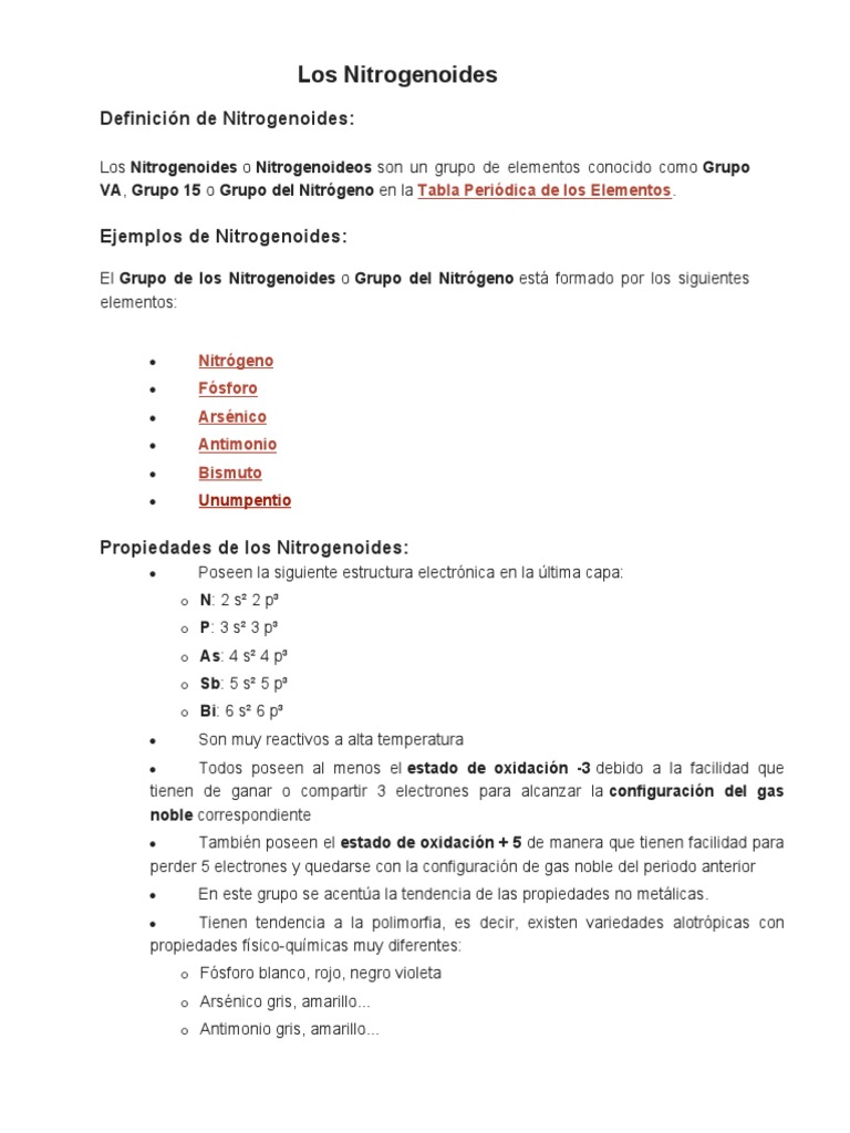 Los Nitrogenoides | PDF | Estudios de idiomas extranjeros | Ciencia y matemáticas