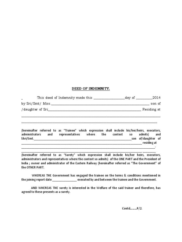 Affidavit & Deed of Indeminity | PDF