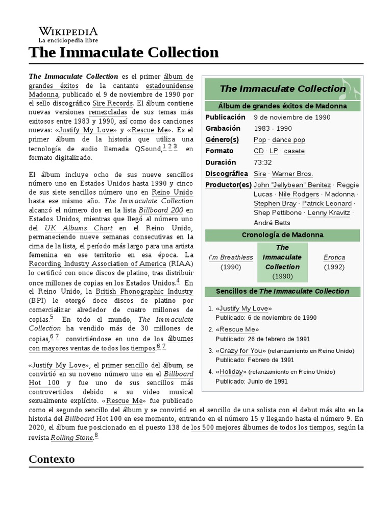 The Immaculate Collection | PDF