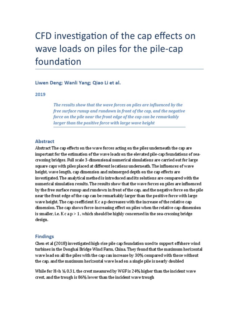CFD - Investigation - of - The - Cap - Effects - On - Wave - Loads - On ...
