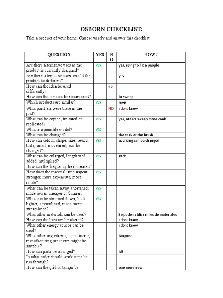 Osborn Checklist | PDF