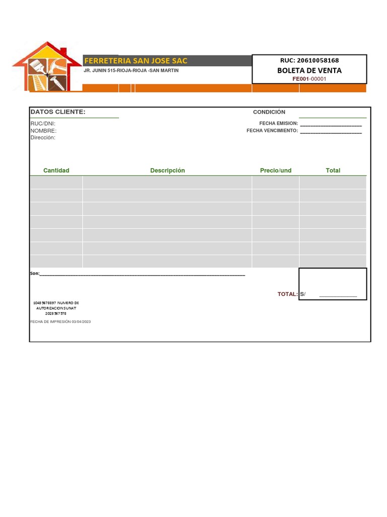 BOLETA_DE_VENTA_en_blanco | PDF