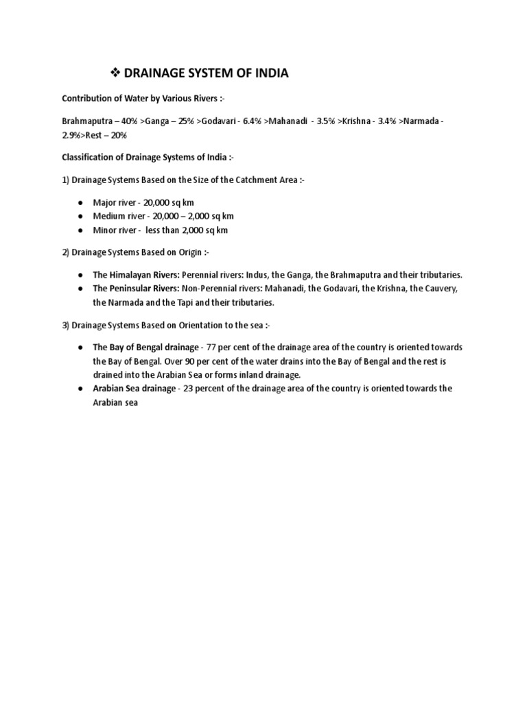 Drainage System of India | PDF | Bodies Of Water | Topography