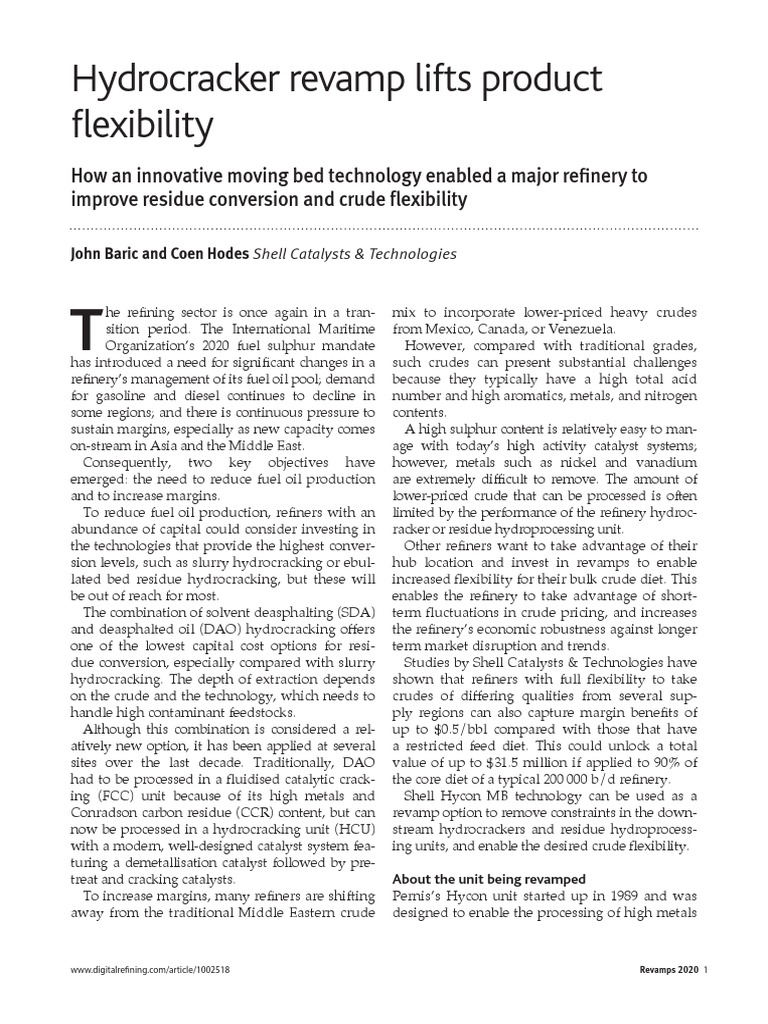 Hydrocracker Revamp Lifts Product Flexibility | PDF | Oil Refinery ...