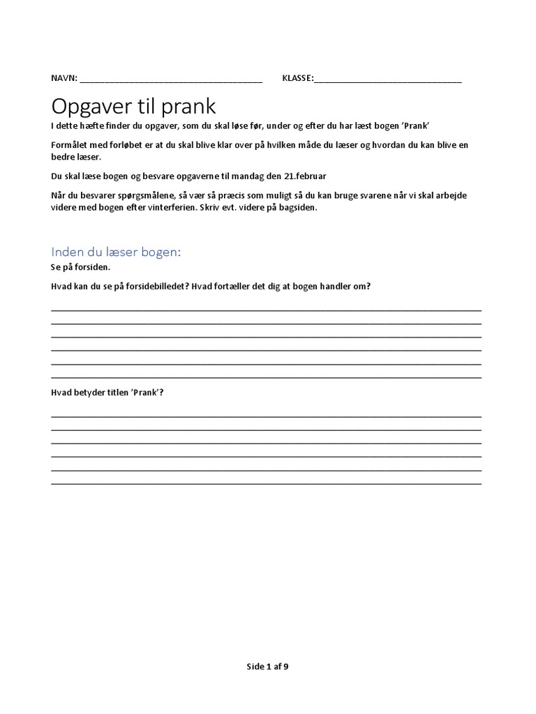 Opgaver Til Prank | PDF