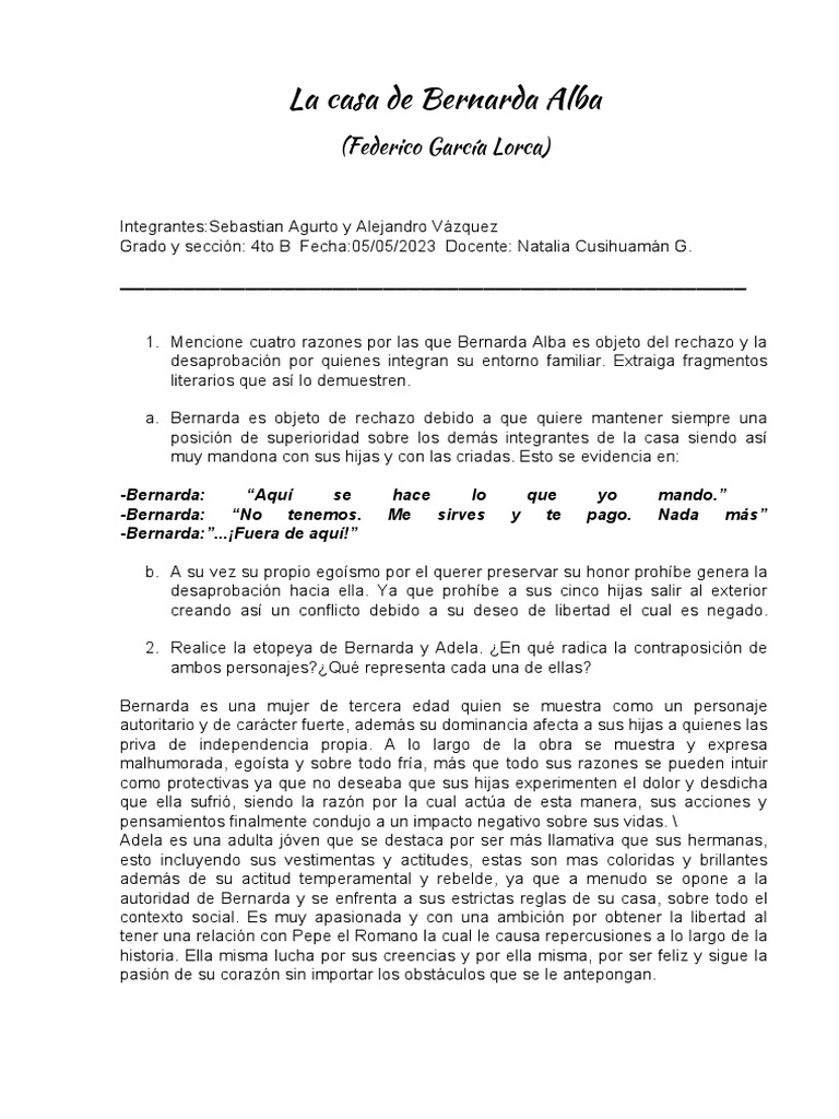 La Casa de Bernarda Alba | PDF | Libertad