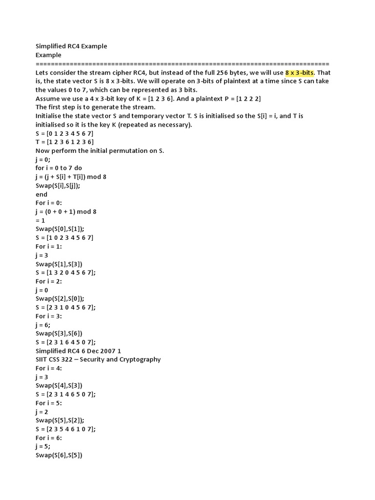 RC4 Example | PDF