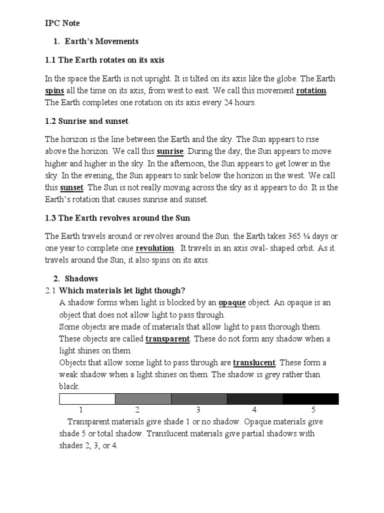 Year 5 Science Revision Notes | PDF