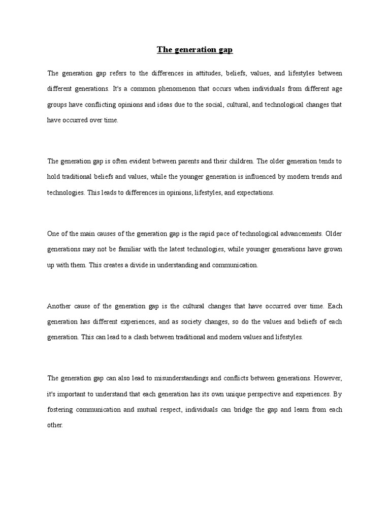 The Generation Gap | PDF