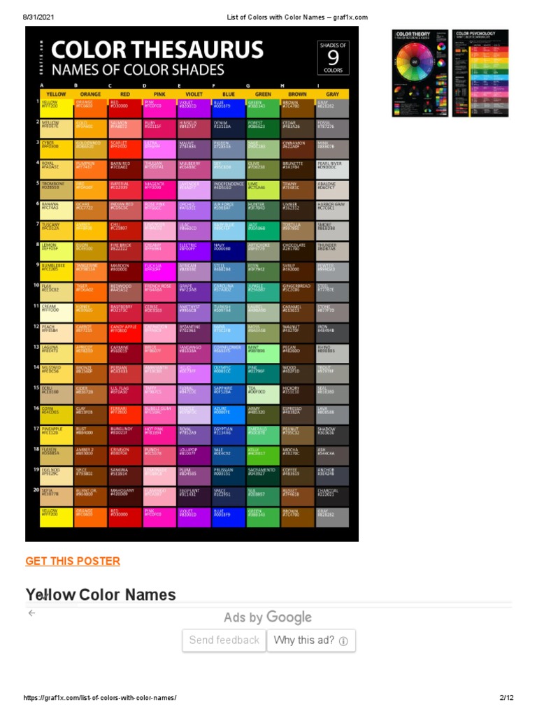 Comprehensive Color Name List | PDF | Red | Color