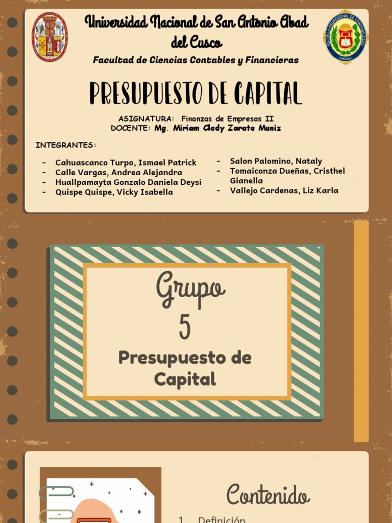Grupo 5 - Presupuesto de Capital | PDF | Presupuesto | Business