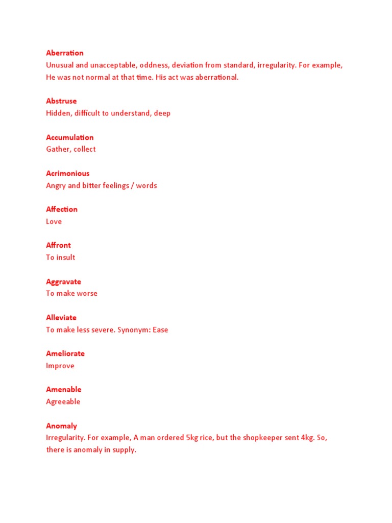 Words Meanings For GAT | PDF