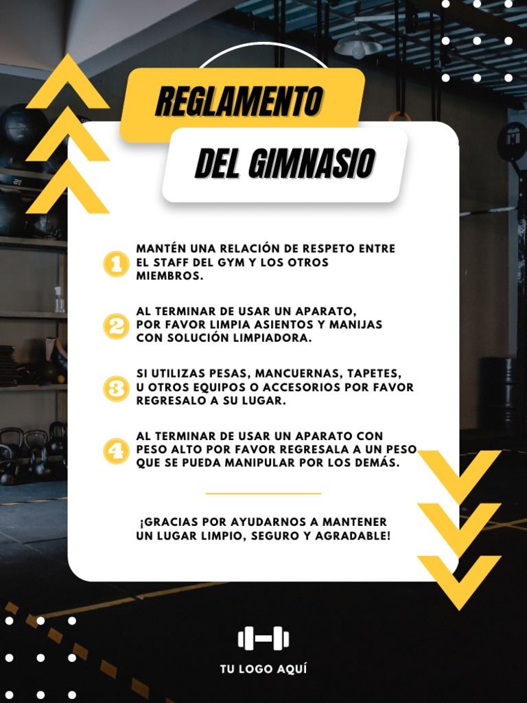 Poster Reglamento gym deportivo amarillo | PDF