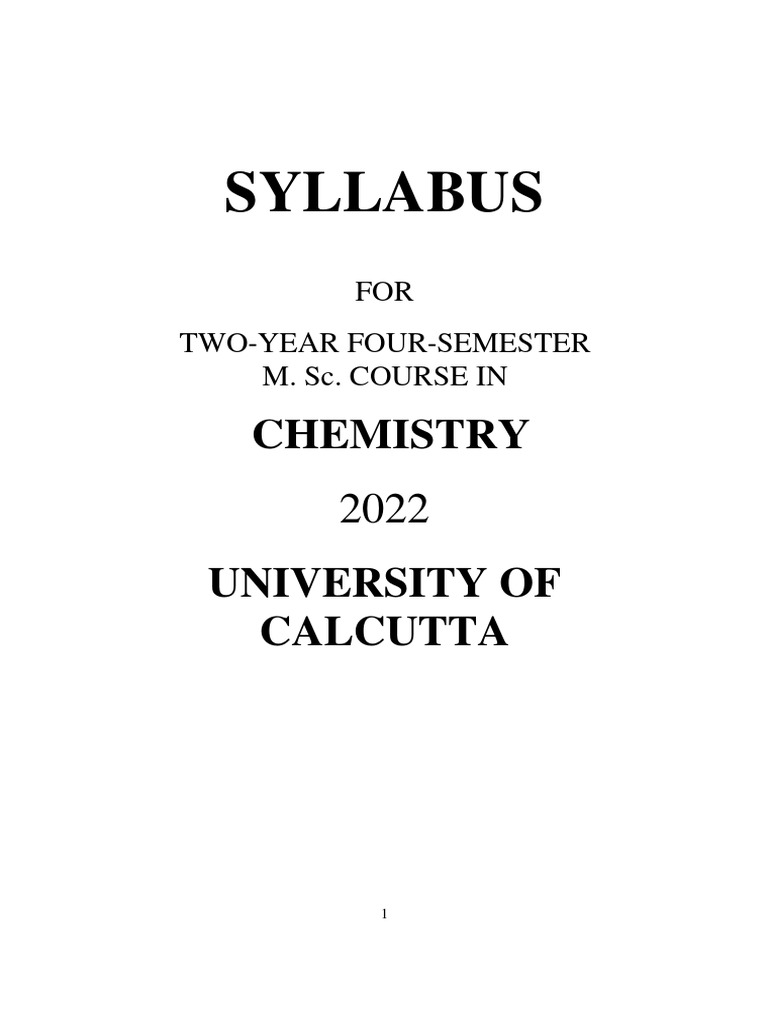 M. Sc. Chemistry Revised Syllabus 2022 | PDF | Chemical Reactions ...