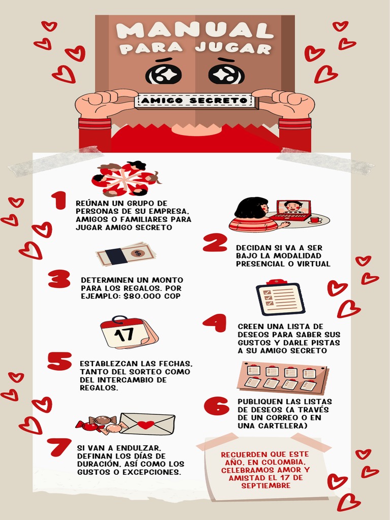 Infografía Manual para Jugar Amigo Secreto Divertida Moderna Ilustrada ...