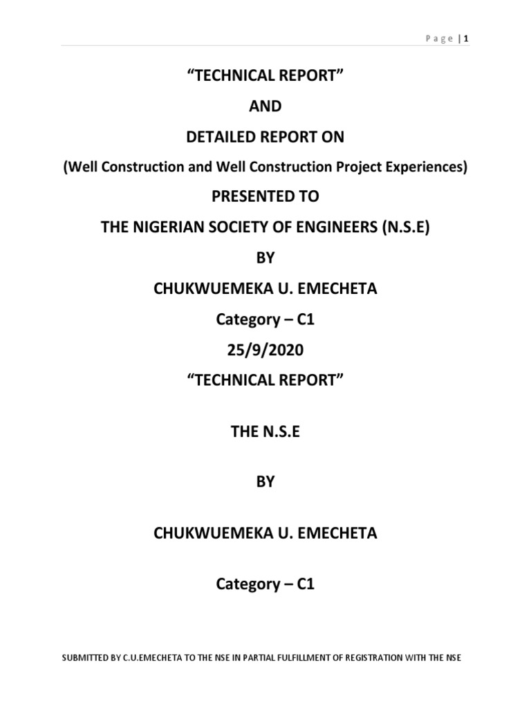 NSE Technical Report - Chukwuemeka Emecheta | PDF | Drilling Rig ...