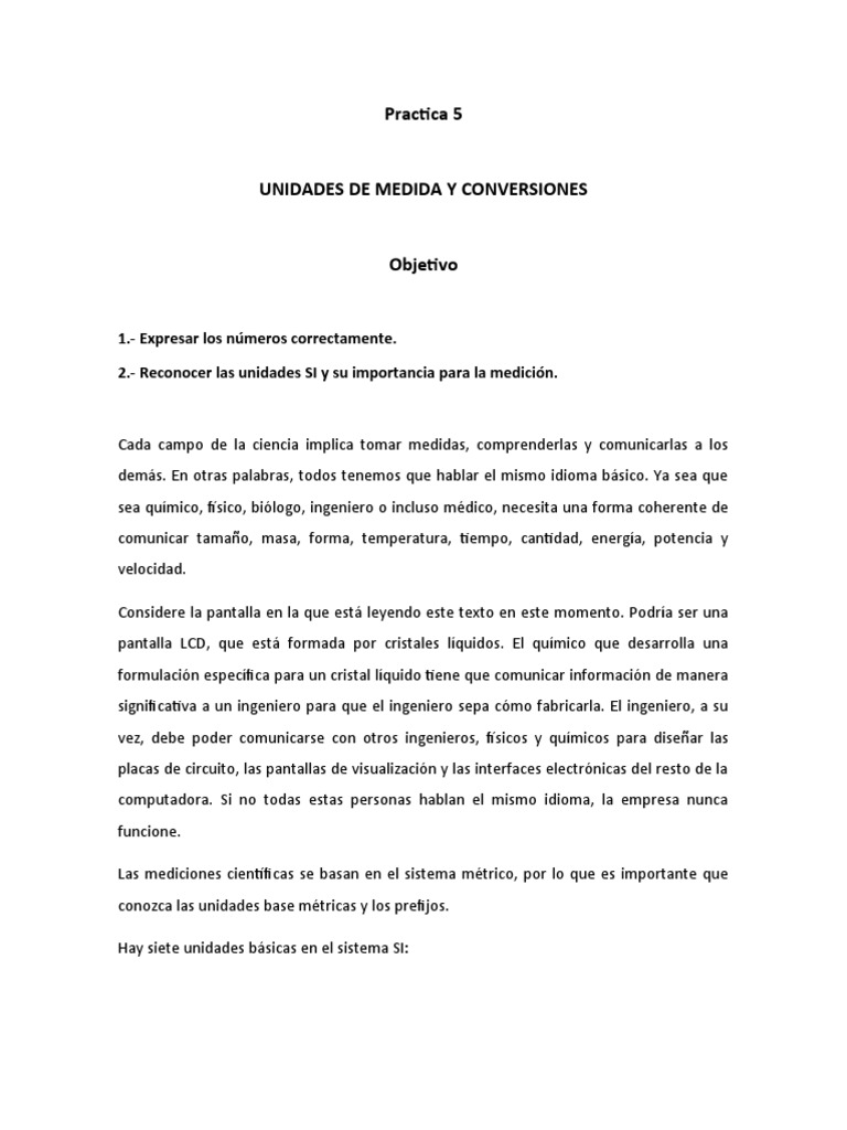Practica 5 | PDF | Sistema Internacional de Unidades | Cantidades fisicas