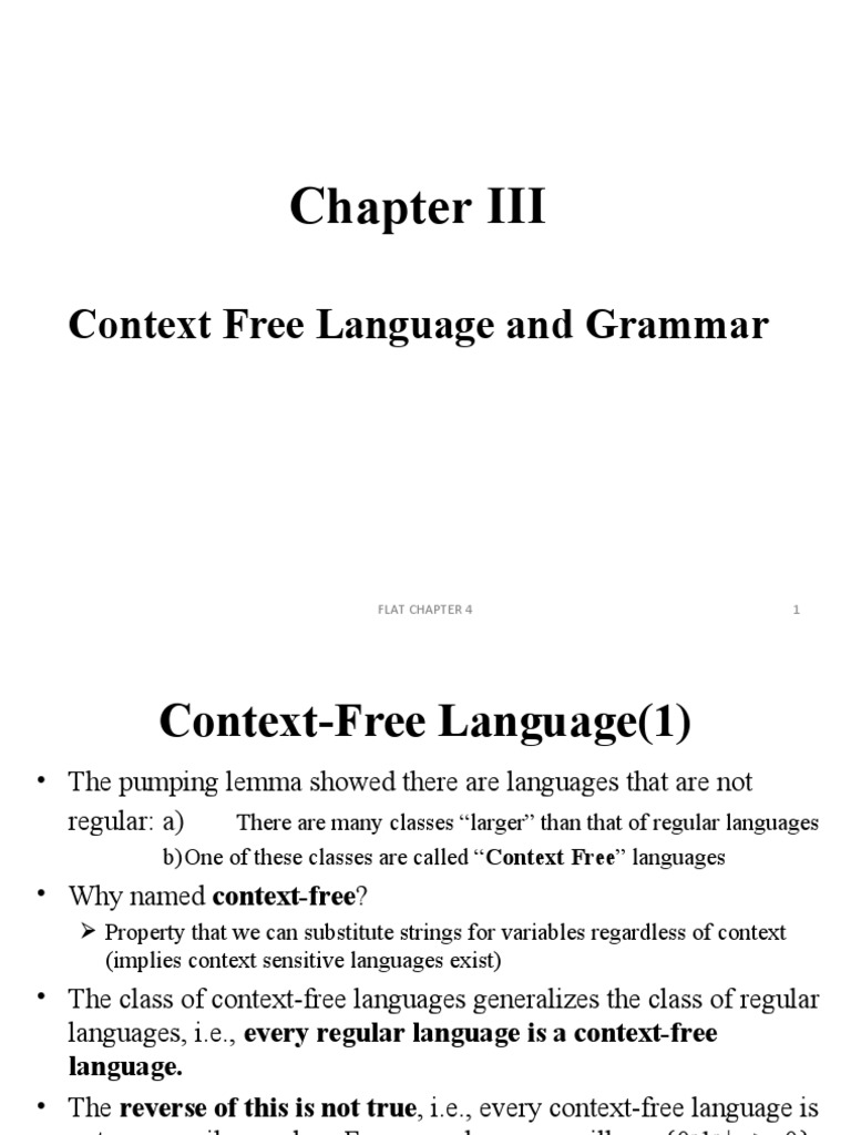 CH-3 Context Free Language and Grammar | PDF