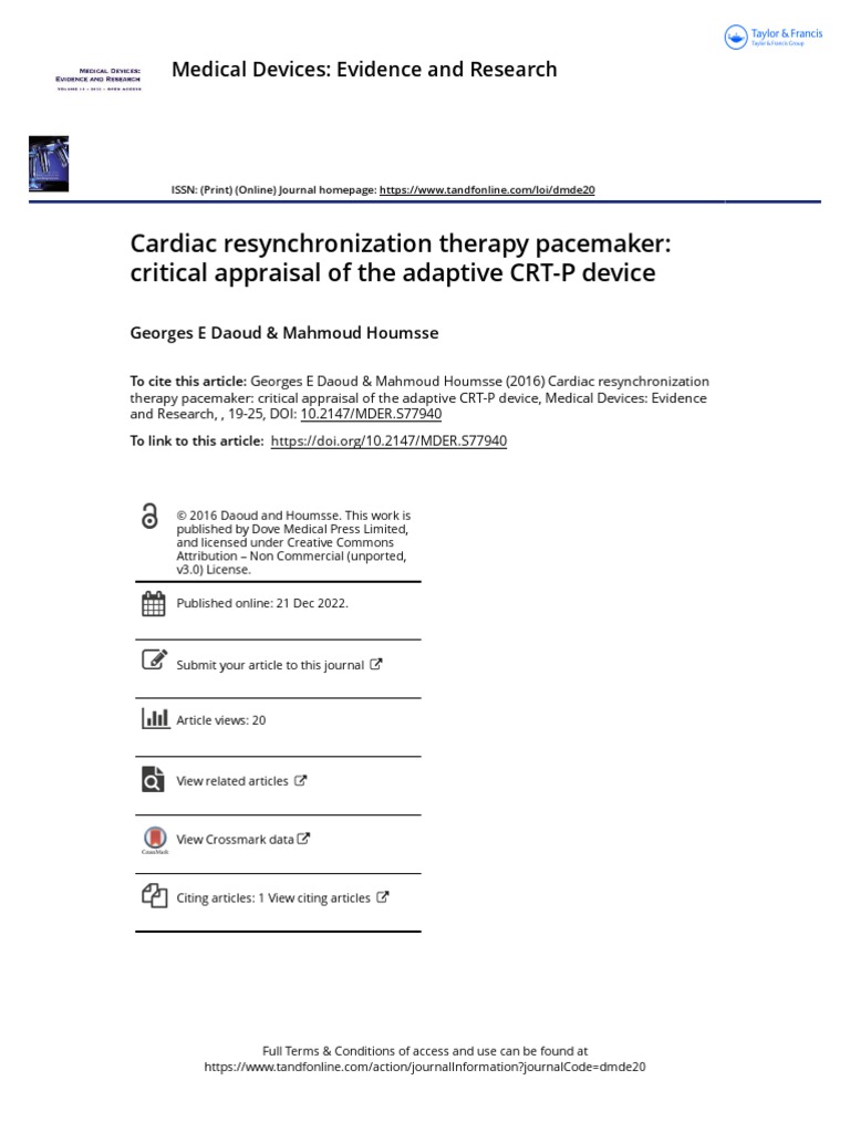 Cardiac Resynchronization Therapy Pacemaker Critical Appraisal of The ...