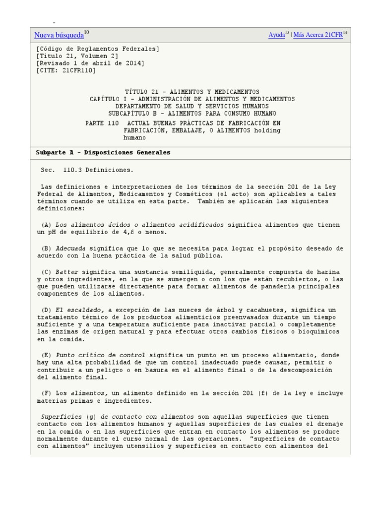 21 CFR Part 110 | PDF