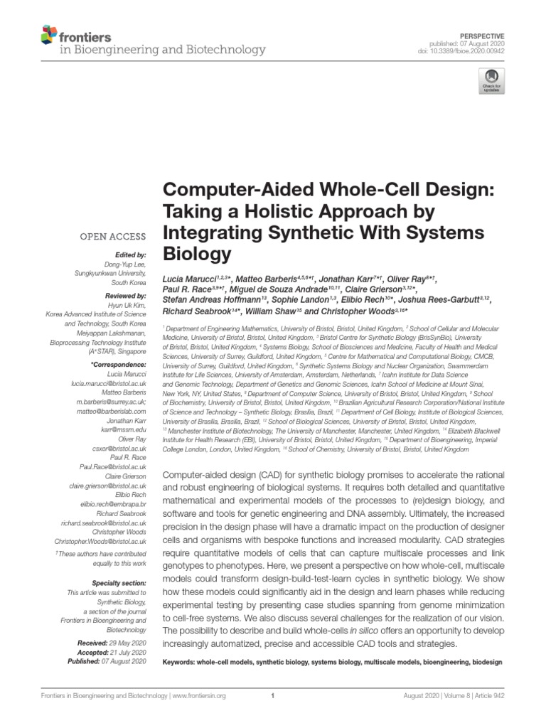 Computer Aided Whole Cell Design Taking A Holistic Pdf