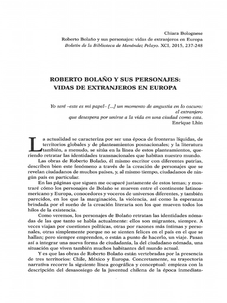 Identidades nómadas en Bolaño | PDF | Clásicos | Ficción general