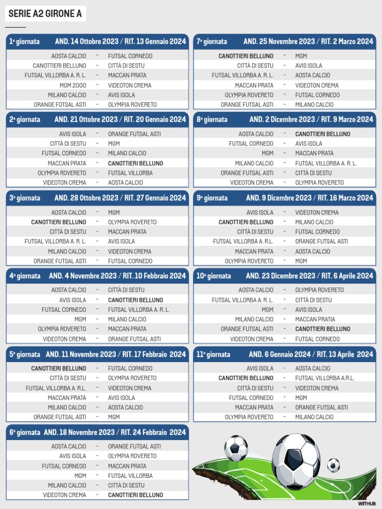 Calendario Serie A2 | PDF