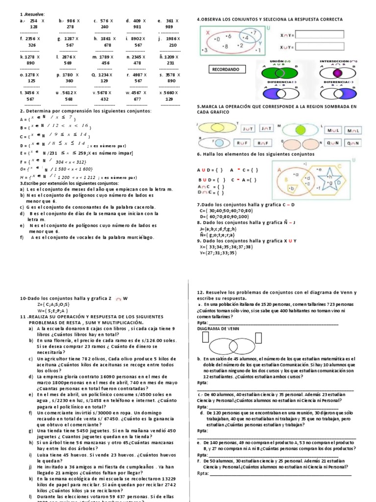 Ejercicios Matematica | PDF