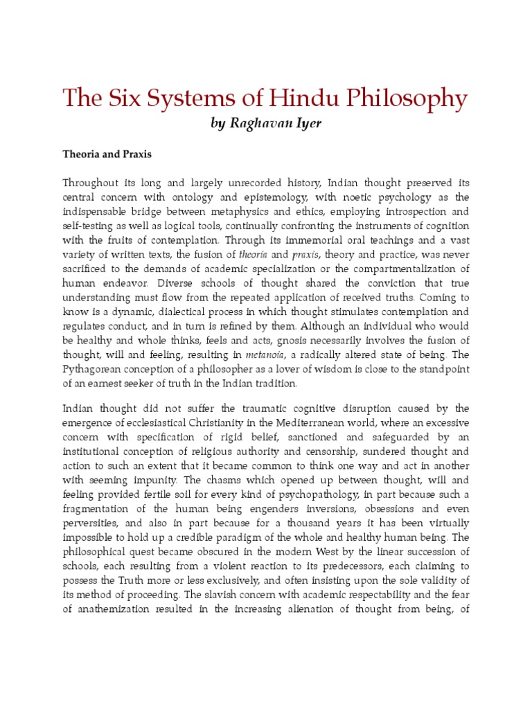 Six Systems of Hindu Philosophy | PDF | Brahman | Ātman (Hinduism)