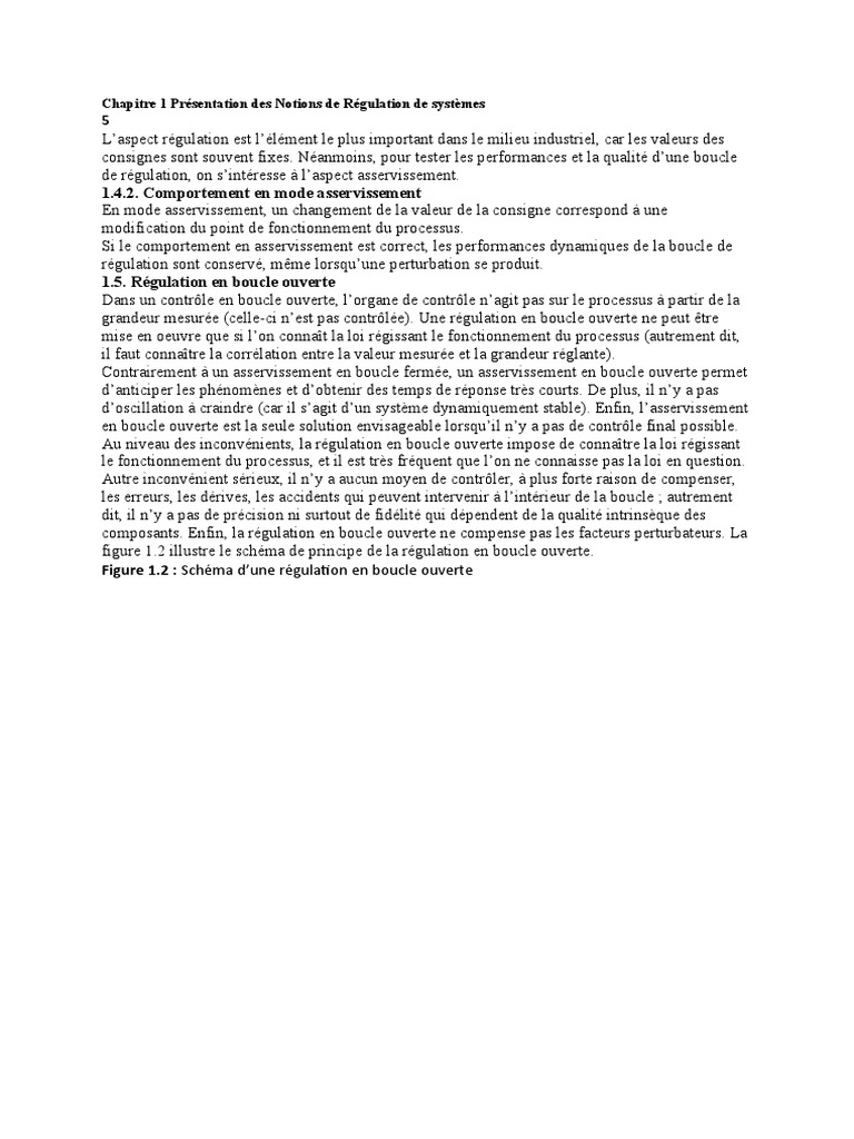 Présentation Des Notions de Régulation de Systèmes | PDF