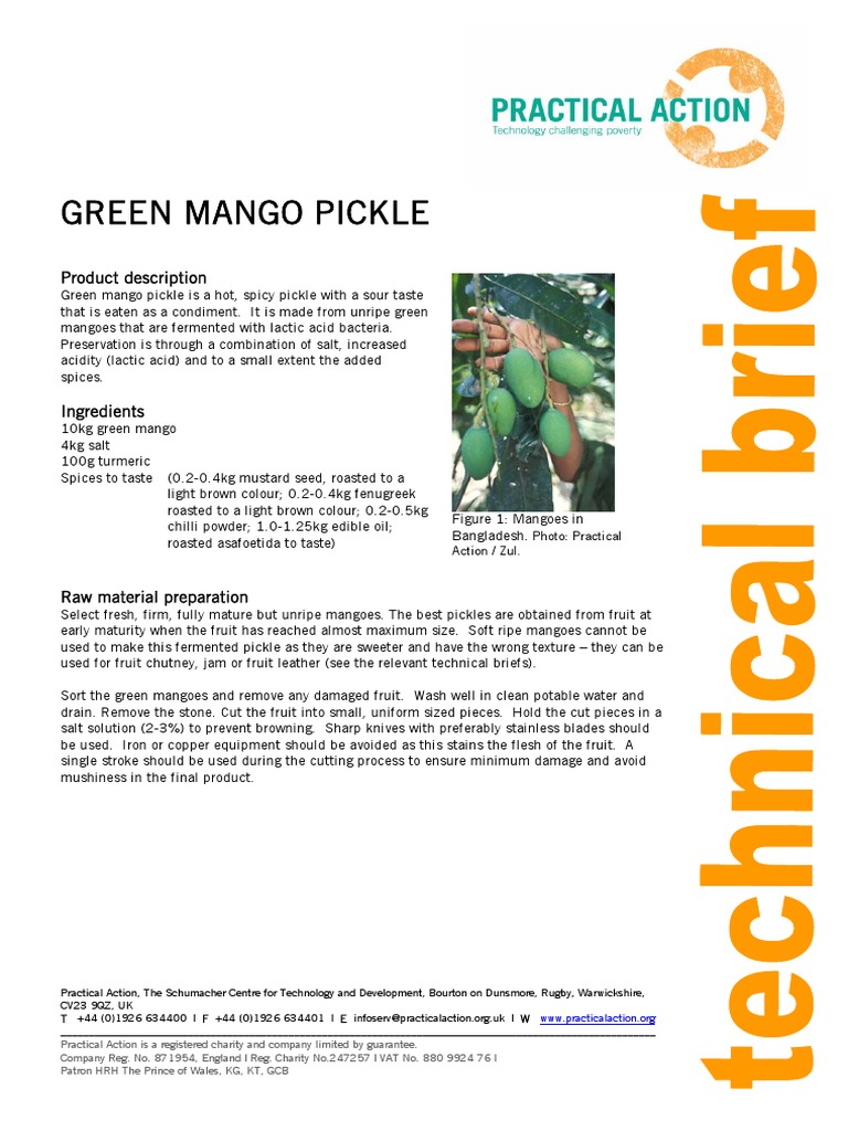 Green Mango Pickle | PDF | Pickling | Mango