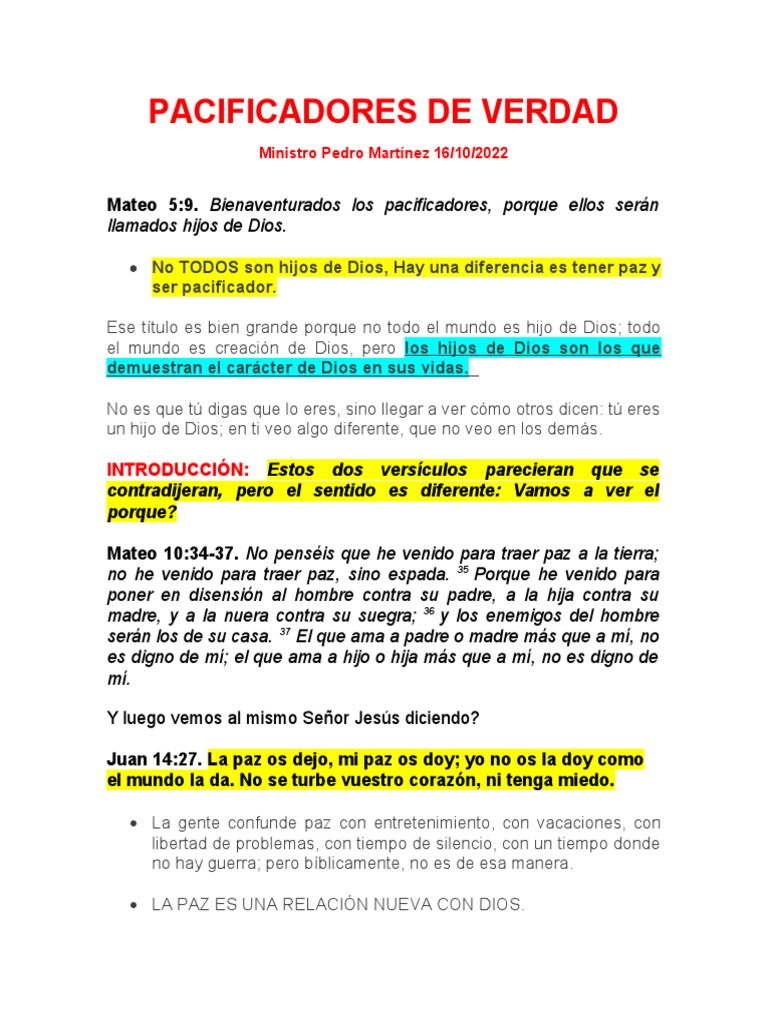 Significado y rol de los pacificadores | PDF | Religión y espiritualidad