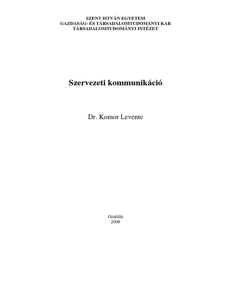 Komor Levente Szervezeti Kommunikáció | PDF