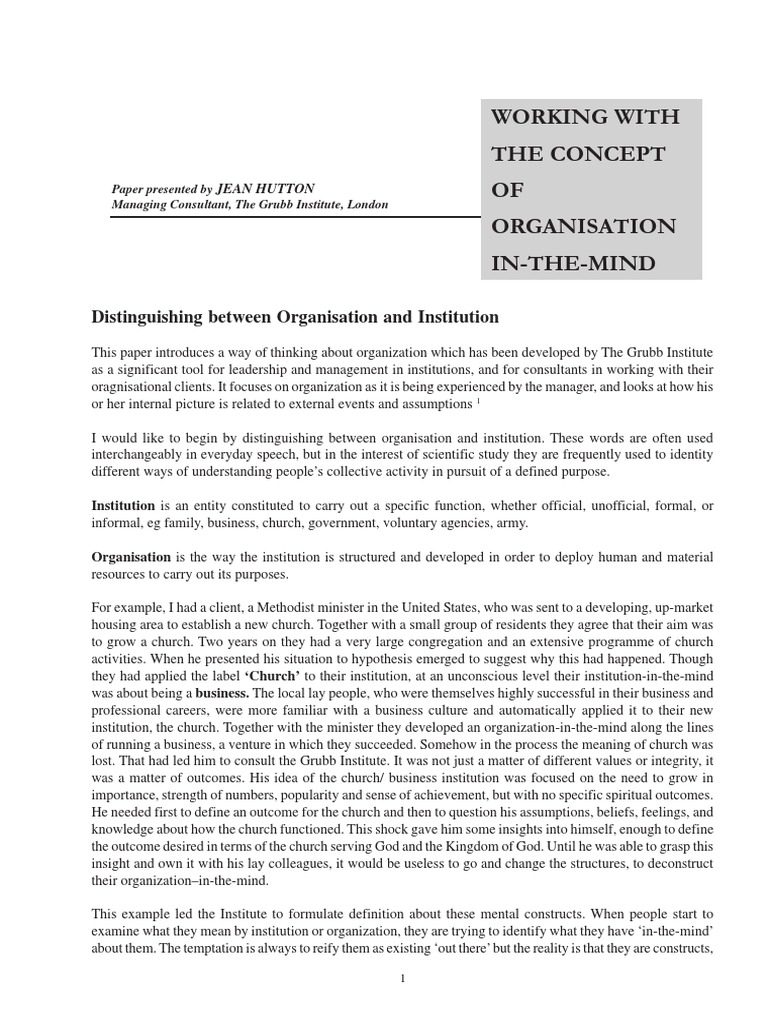 Organization in The Mind J Hutton Reed | PDF | Experience | Mind