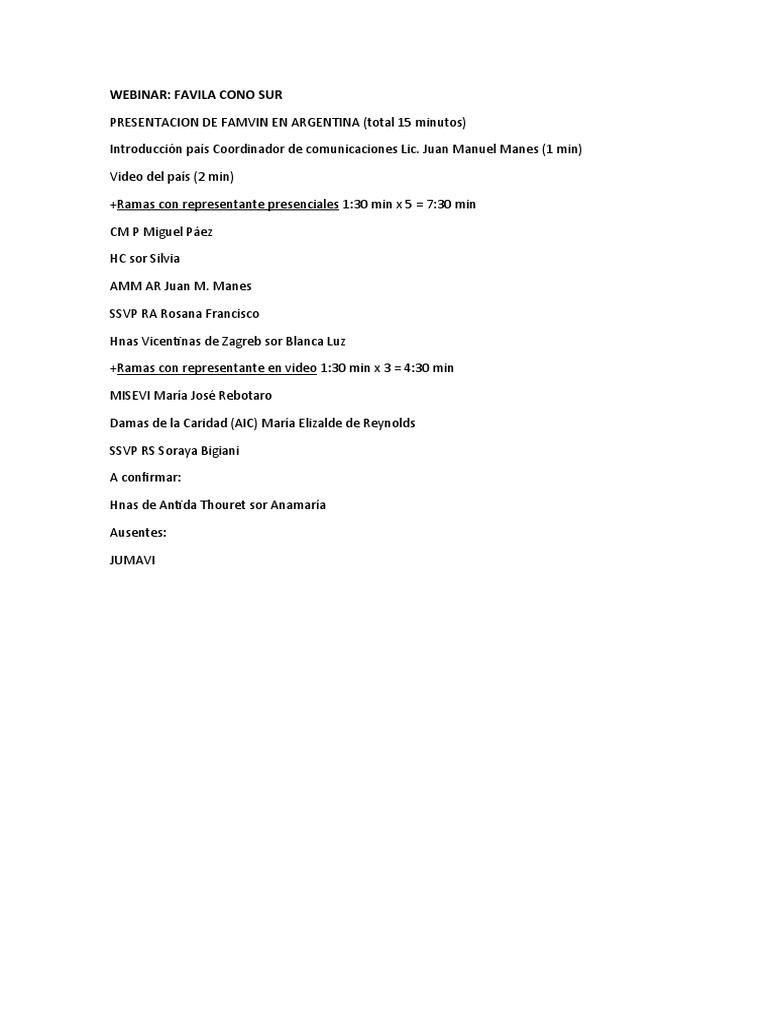 Presentación de Famvin en Argentina | PDF
