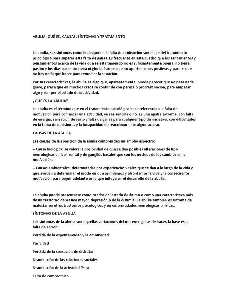 ABULIA | PDF