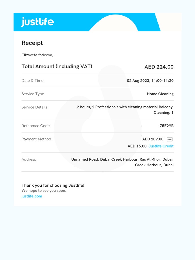 Receipt in Just Life | PDF