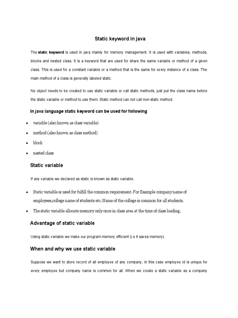 Static Pdf Class Computer Programming Variable Computer Science