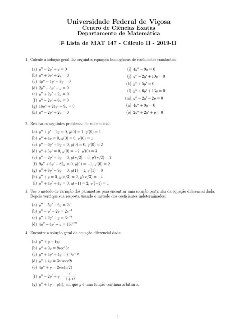 ListaIII - MAT 147 - 2019-II | PDF
