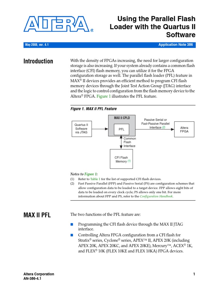 Using The Parallel Flash Loader With The Quartus II Software | PDF | Field Programmable Gate ...