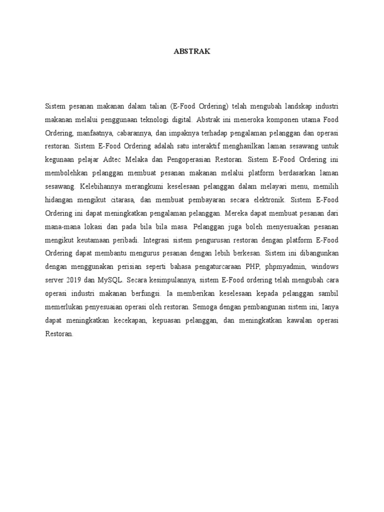 ABSTRAK E-Food Ordering | PDF
