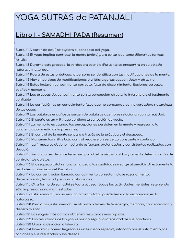 Cuadernillo Práctico - Yogasutras de Patanjali | PDF