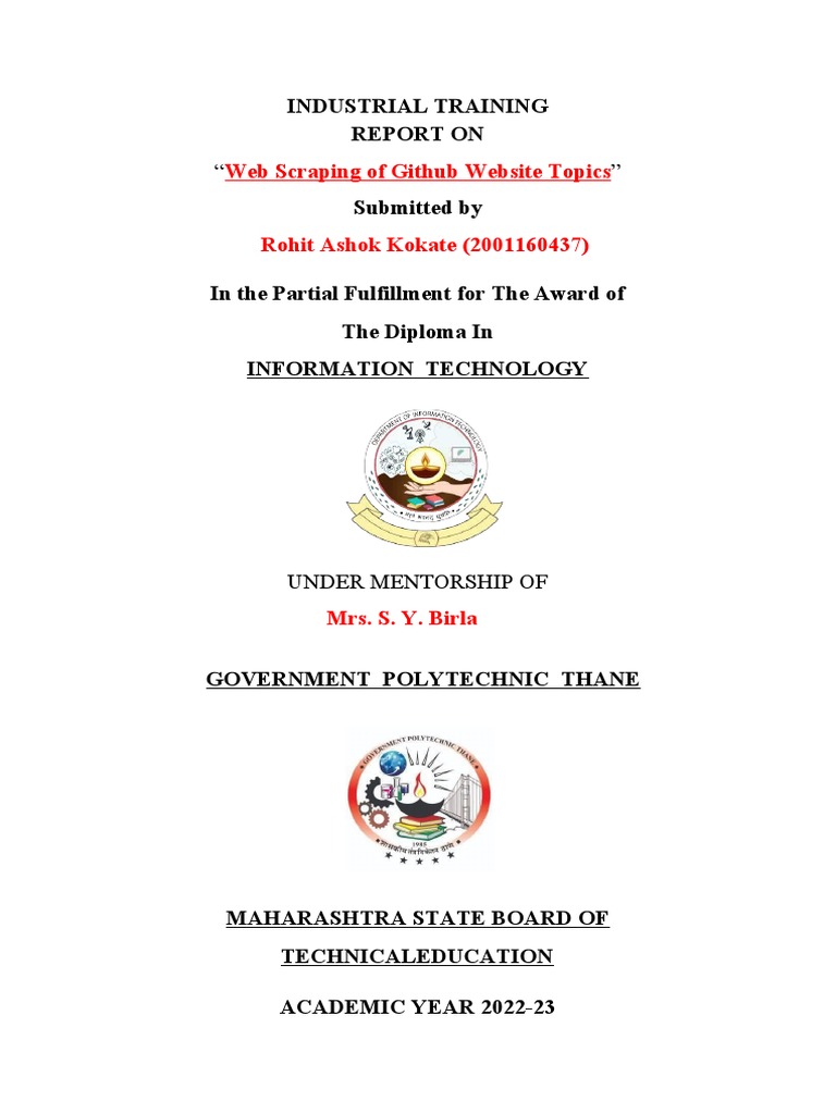 SAMPLE Industrial Training Report | PDF