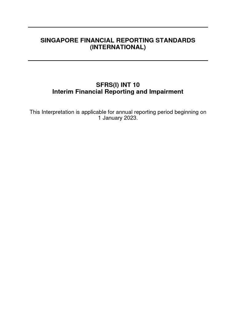 SFRS(I) INT 10: Interim Reporting Guide | PDF | Finance & Money Management