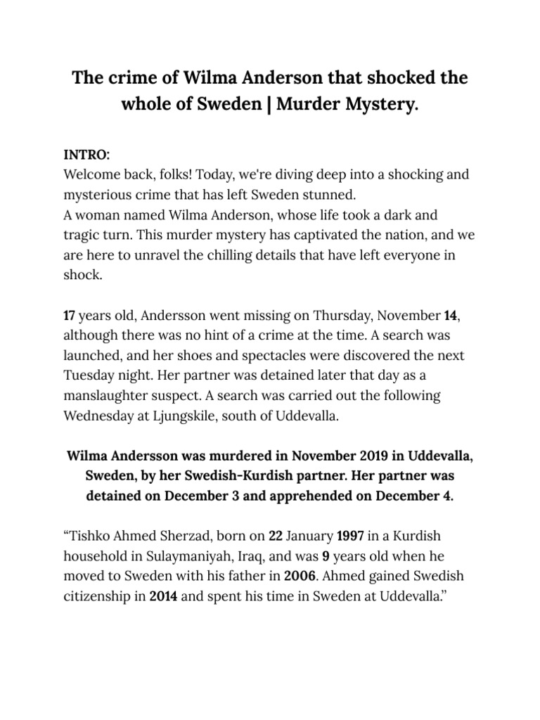 The Crime of Wilma Anderson. - Murder Mystery. | PDF